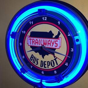 Trailways Bus Driver Depot Station Garage Man Cave Bar Retro Neon Wall ...
