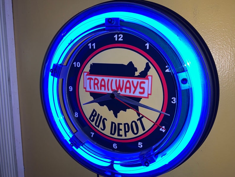 Trailways Bus Driver Depot Station Garage Man Cave Bar Retro Neon Wall ...