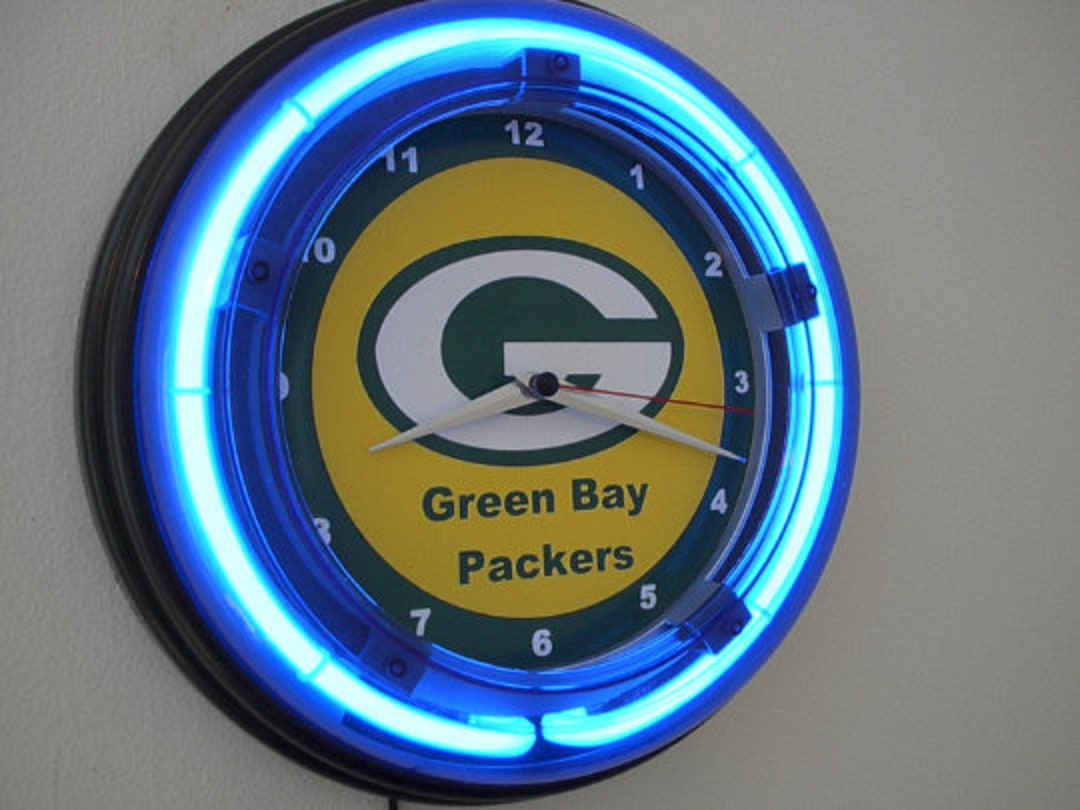 Green Bay Packers Football Man Cave Neon Wall Clock Man Cave Sign - Etsy