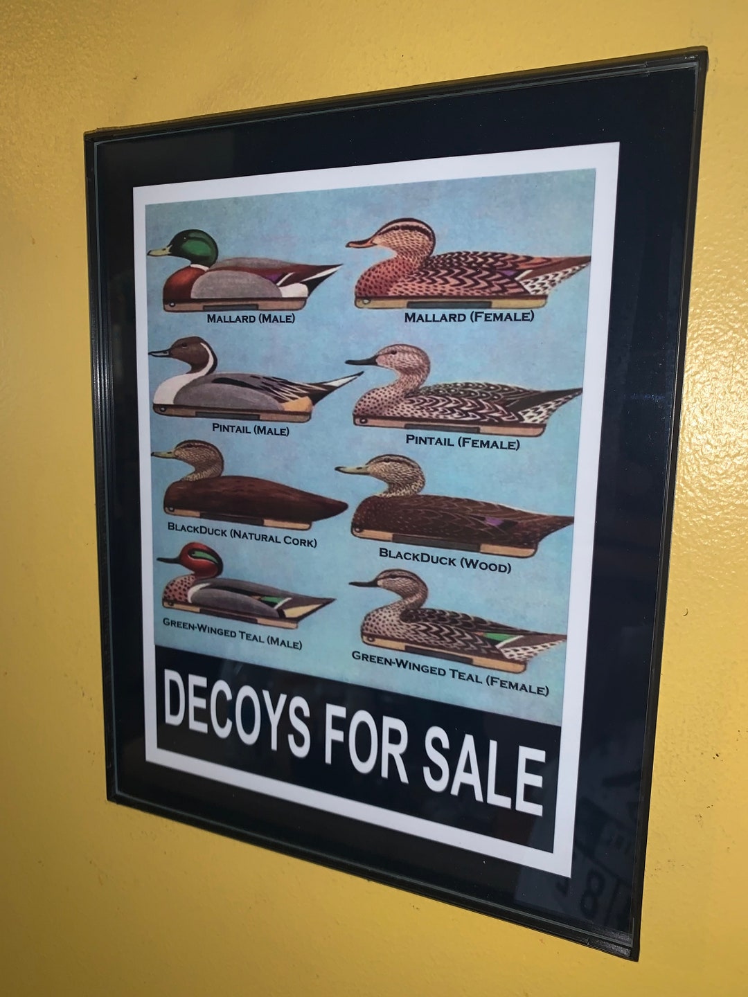 Duck Decoy Hunter Hunting Store Bar Framed Advertising Print Man Cave ...