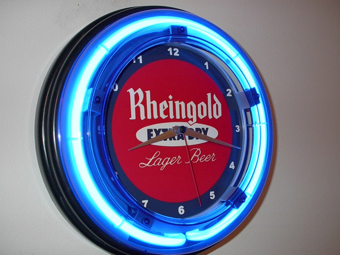 Rheingold Beer Man Cave Bar Neon Retro Advertising Wall Clock Man Cave ...