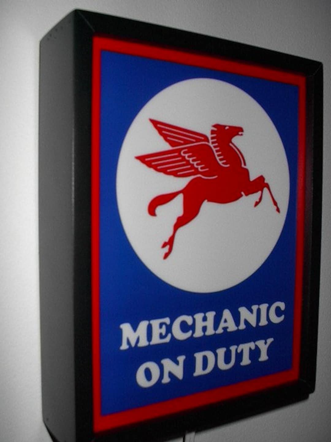 Mobil Pegasus Oil Gas Service Station Garage Mechanic Bar Man Cave ...