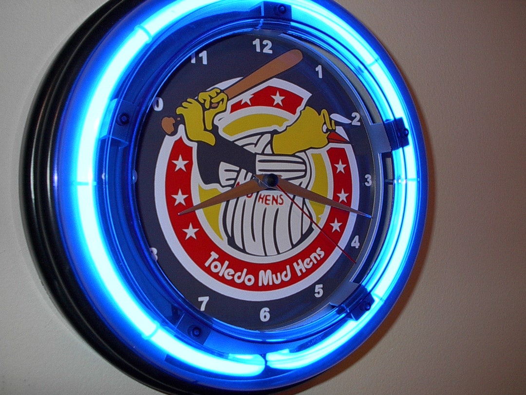 Toledo Mud Hens Throwback Baseball Bar Neon Wall Clock Man Cave Sign - Etsy