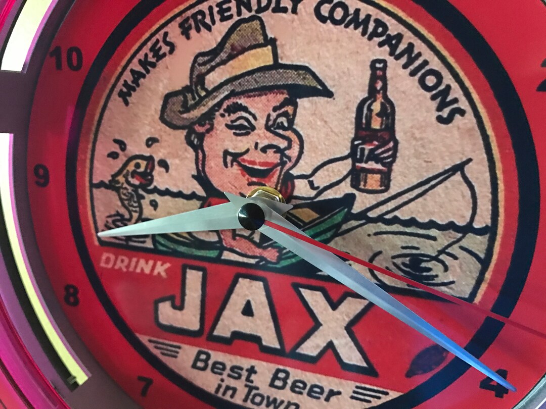 JAX NEW ORLEANS Fishing Beer Bar Neon Man Cave Wall Clock Advertising ...