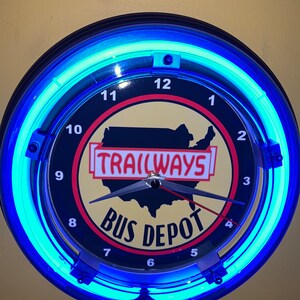 Trailways Bus Driver Depot Station Garage Man Cave Bar Retro Neon Wall ...