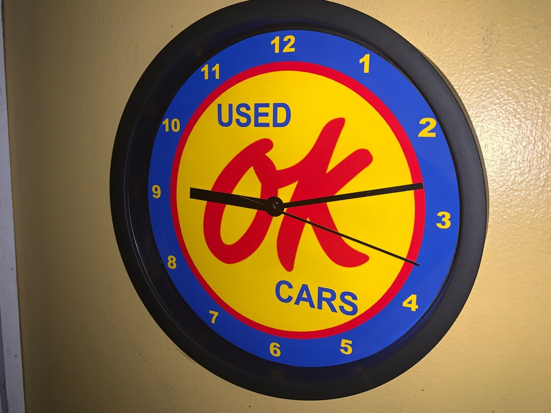 Chevy OK Used Cars Lot Salesman Motors Auto Garage Bar Advertising Man ...