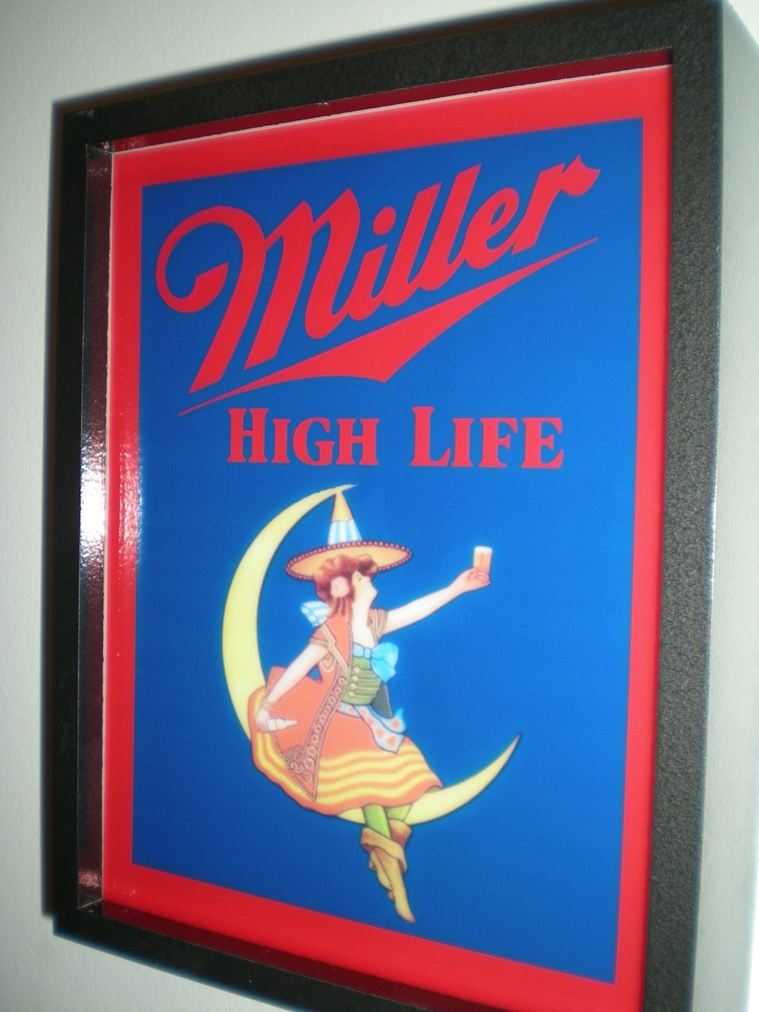 Miller High Life Girl on Moon Served Here Beer Bar Man Cave Retro ...