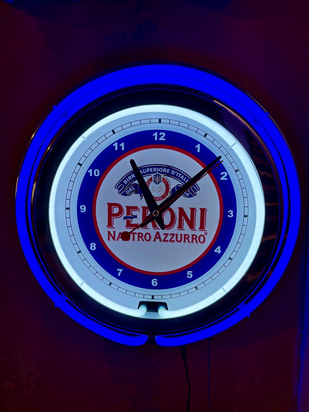 Peroni Italian Italy Beer Bar BLUE Neon Wall Clock Advertising Man Cave ...