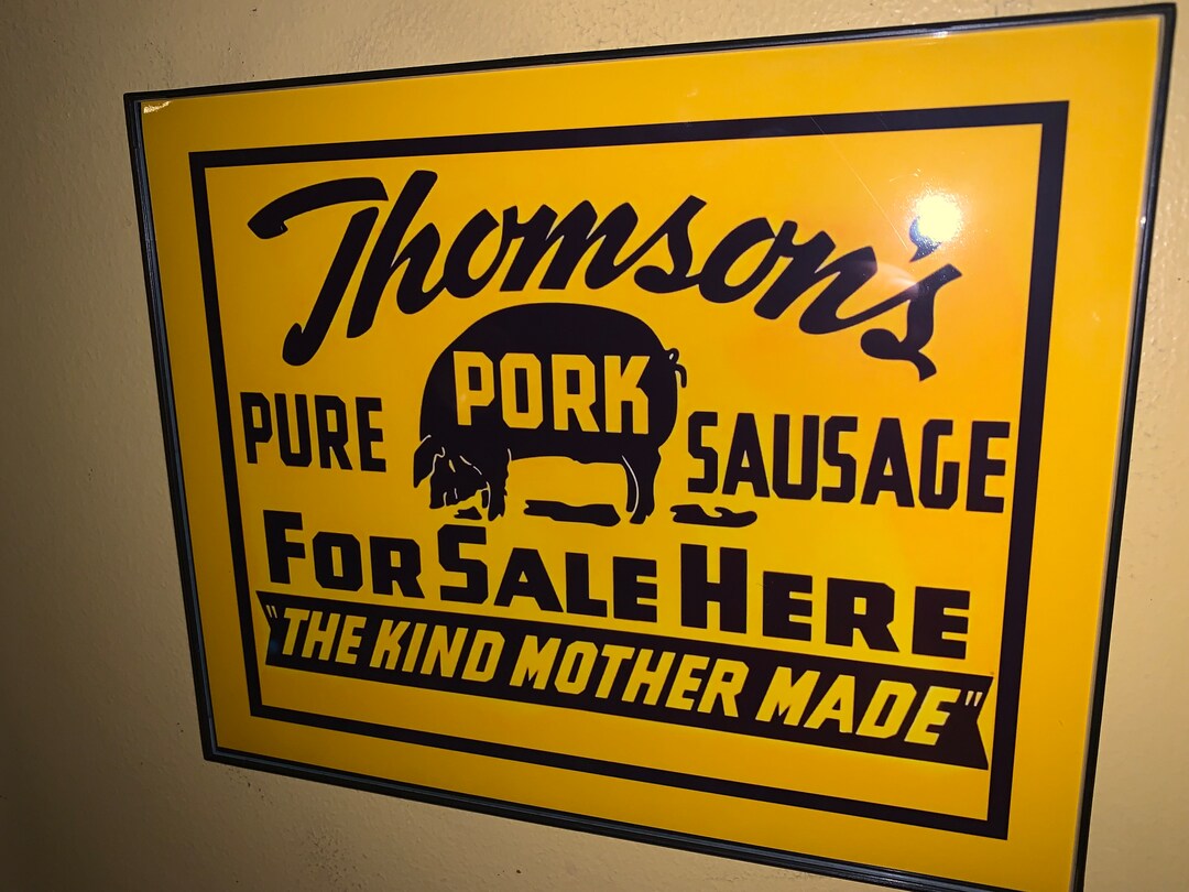 Thomson's Pork Sausage Sold Here Pig Hog Farm Kitchen Diner Bar Framed ...