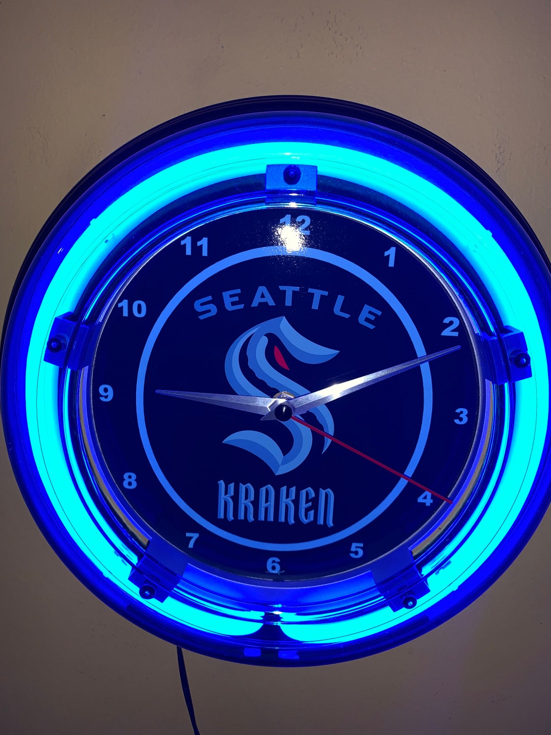 Seattle Kraken Hockey Bar Neon Wall Clock Man Cave Sign - Etsy