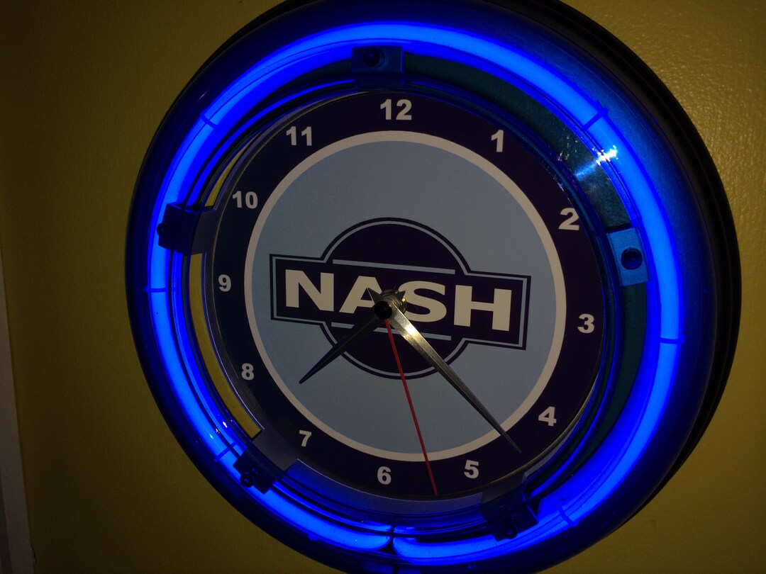 Nash Motors Auto Garage Mechanic Man Cave Bar Retro Neon Wall Clock ...