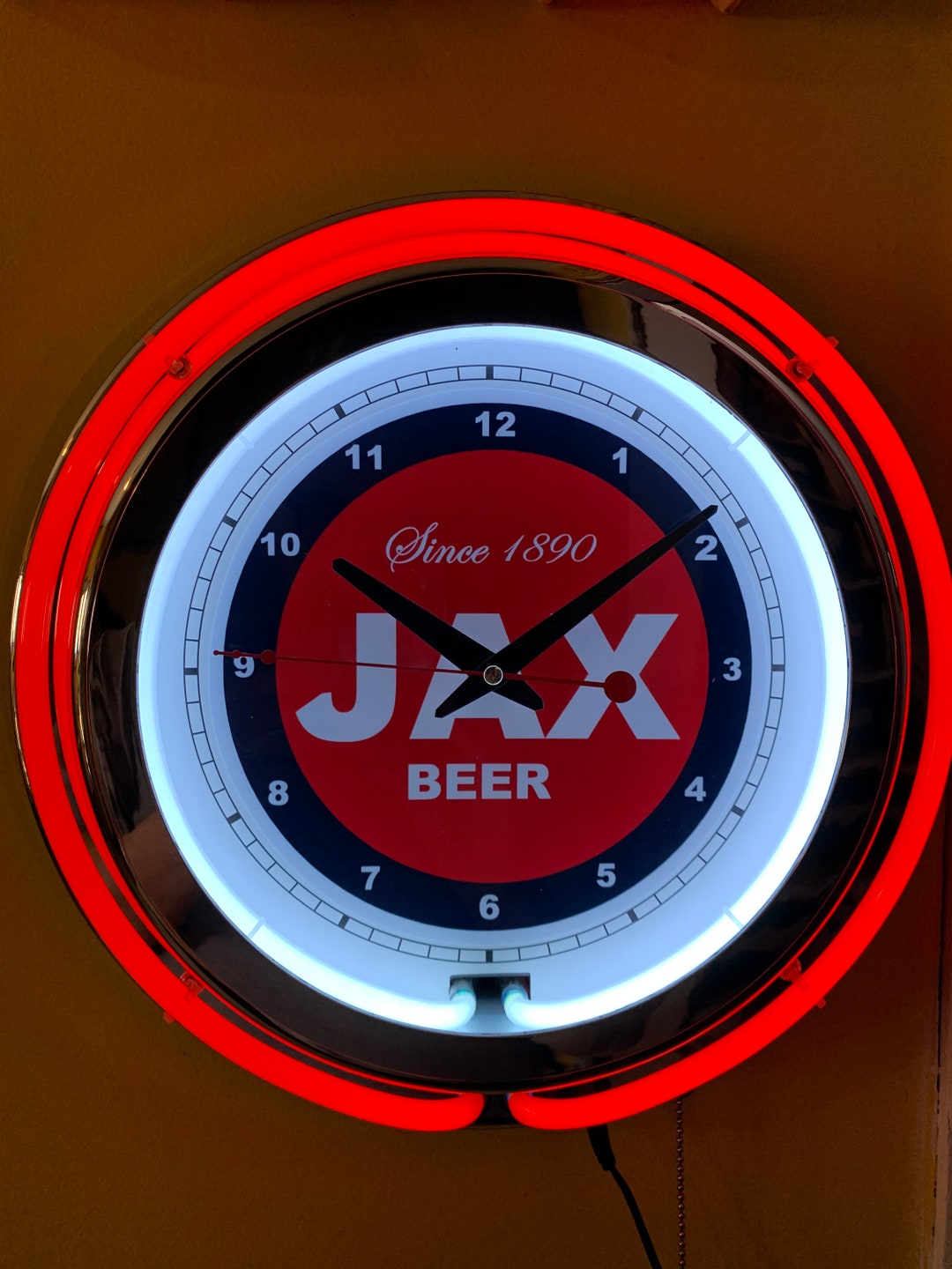 Jax New Orleans Beer Bar RED Retro Neon Wall Clock Advertising Man Cave ...