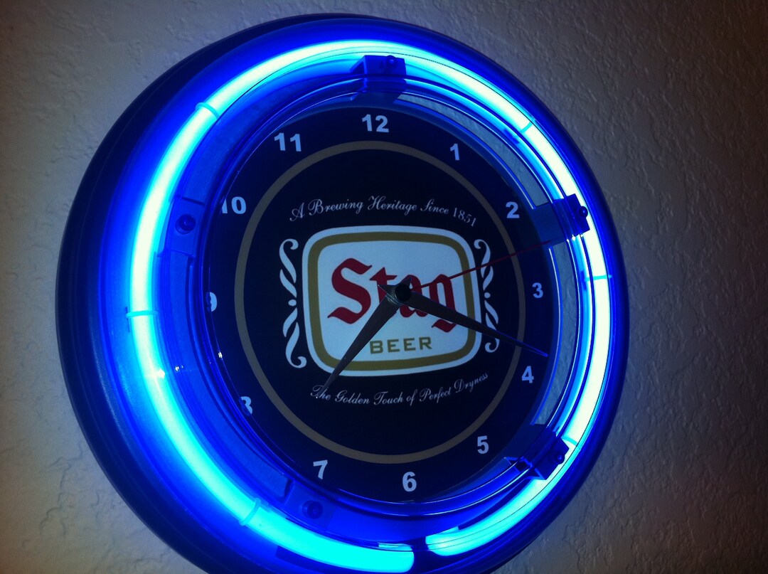 Stag Beer Man Cave Neon Wall Clock Man Cave Advertising Sign - Etsy