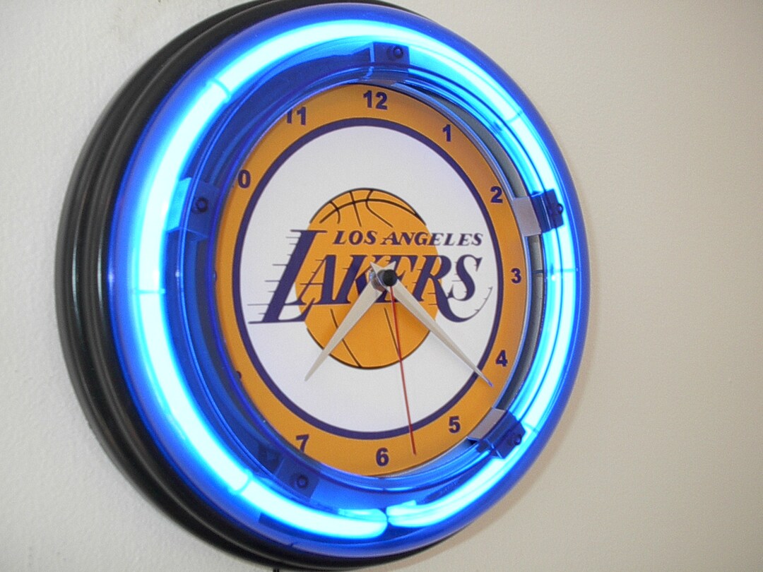 LA Los Angeles Lakers Basketball Man Cave Bar Neon Wall Clock Man Cave ...