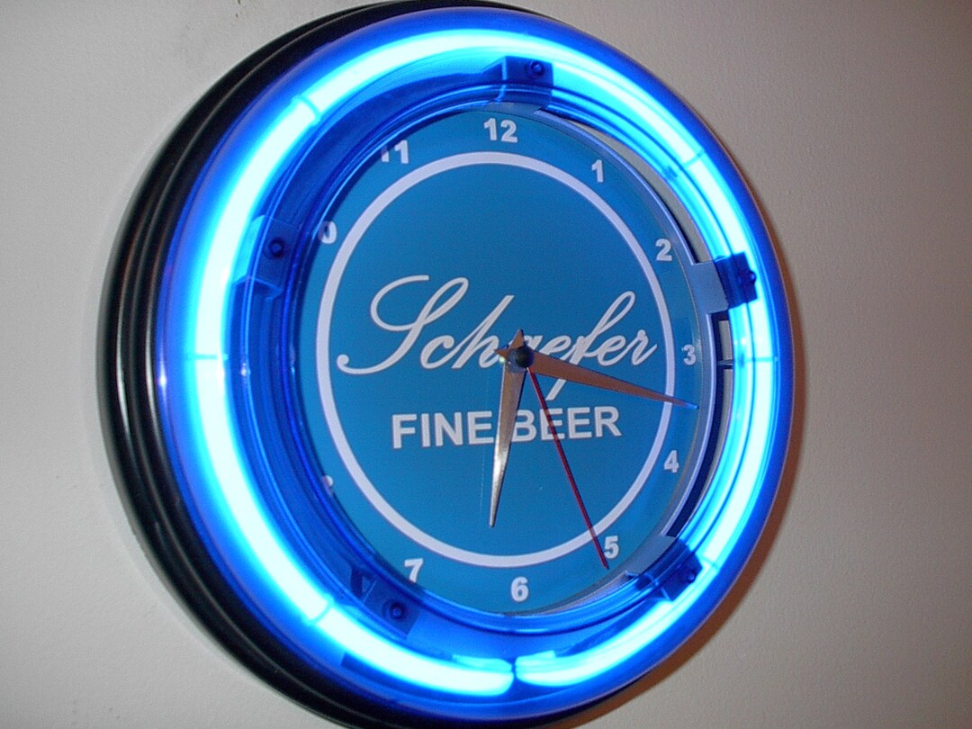 Schaefer Beer Man Cave Bar Neon Retro Advertising Wall Clock Man Cave ...