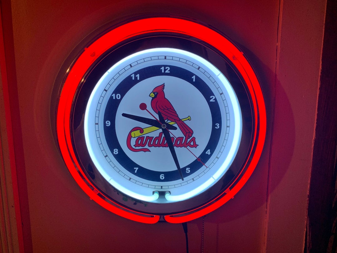 St. Louis Cardinals Baseball Bar RED Neon Wall Clock Advertising Man ...