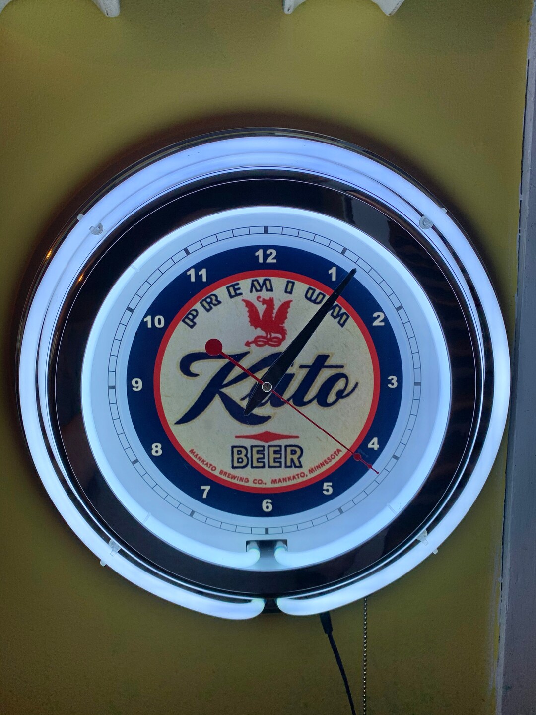 Kato Beer Bar Retro WHITE Neon Wall Clock Advertising Man Cave Sign - Etsy