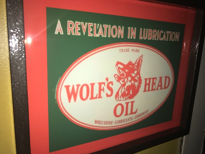 Wolf's Head Motor Oil Gas Service Station Mechanic Garage Bar Man Cave ...