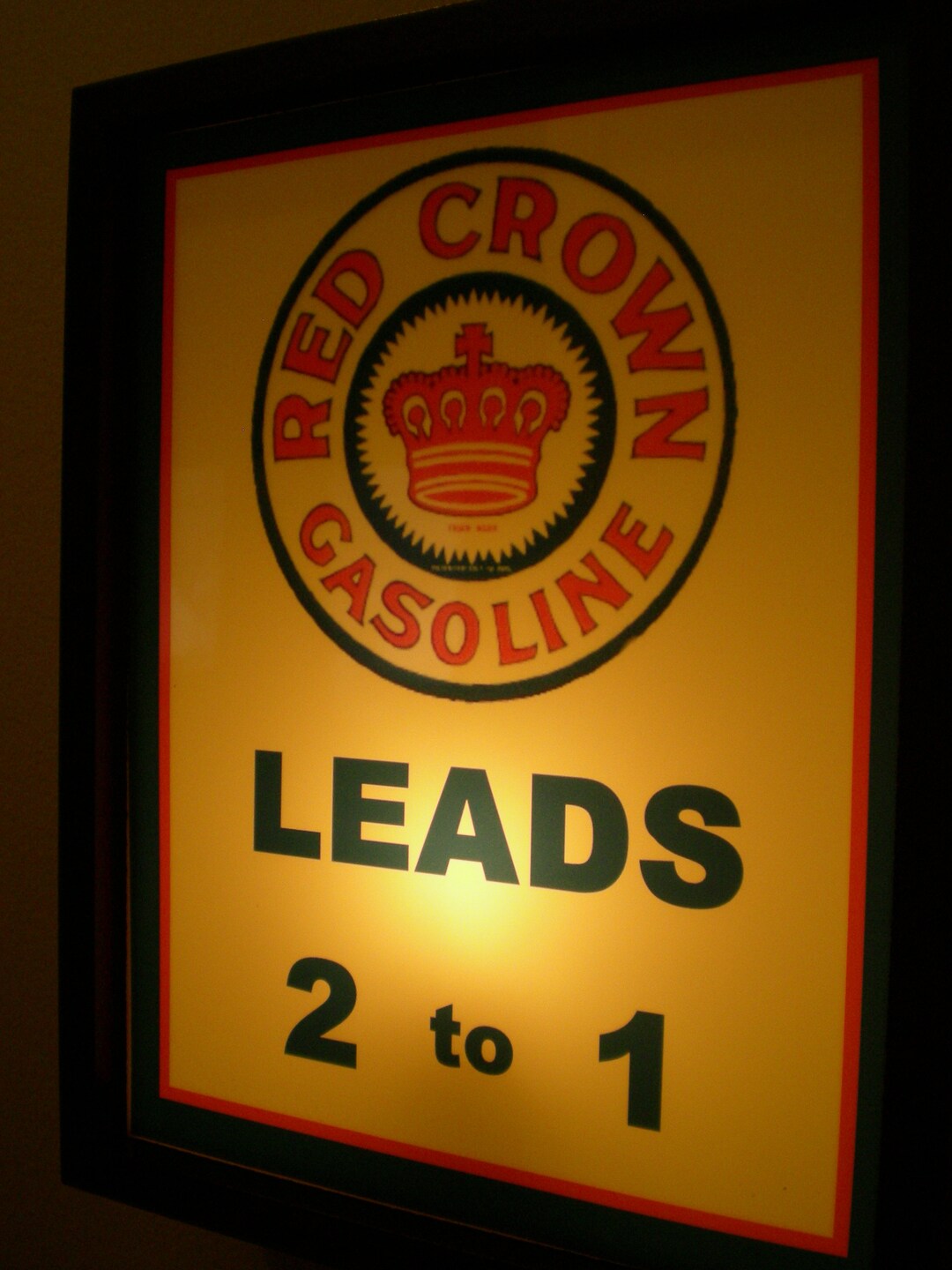 Red Crown Oil Gas Service Station Garage Mechanic Man Cave Lighted ...