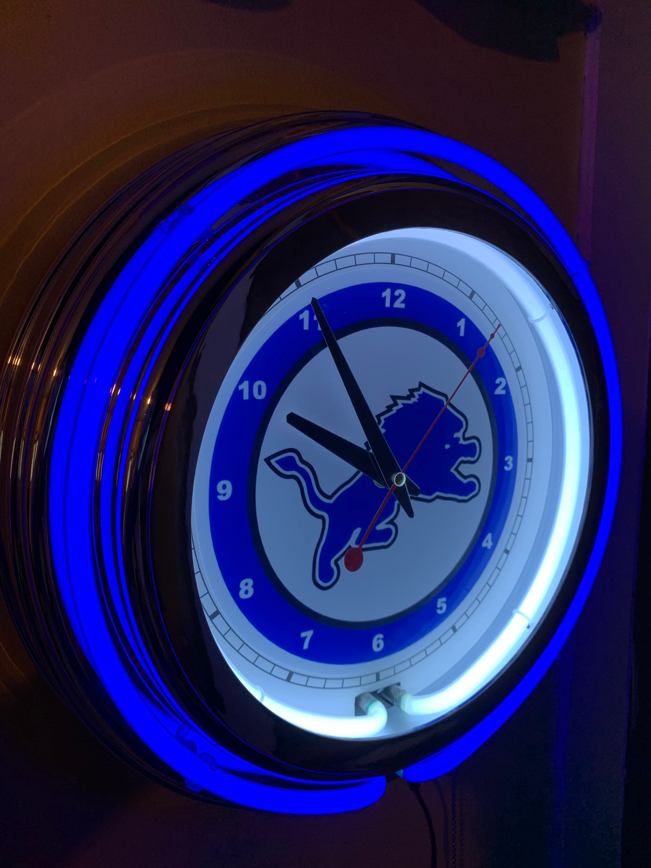 Detroit Lions Football Bar BLUE Neon Wall Clock Advertising Man Cave ...