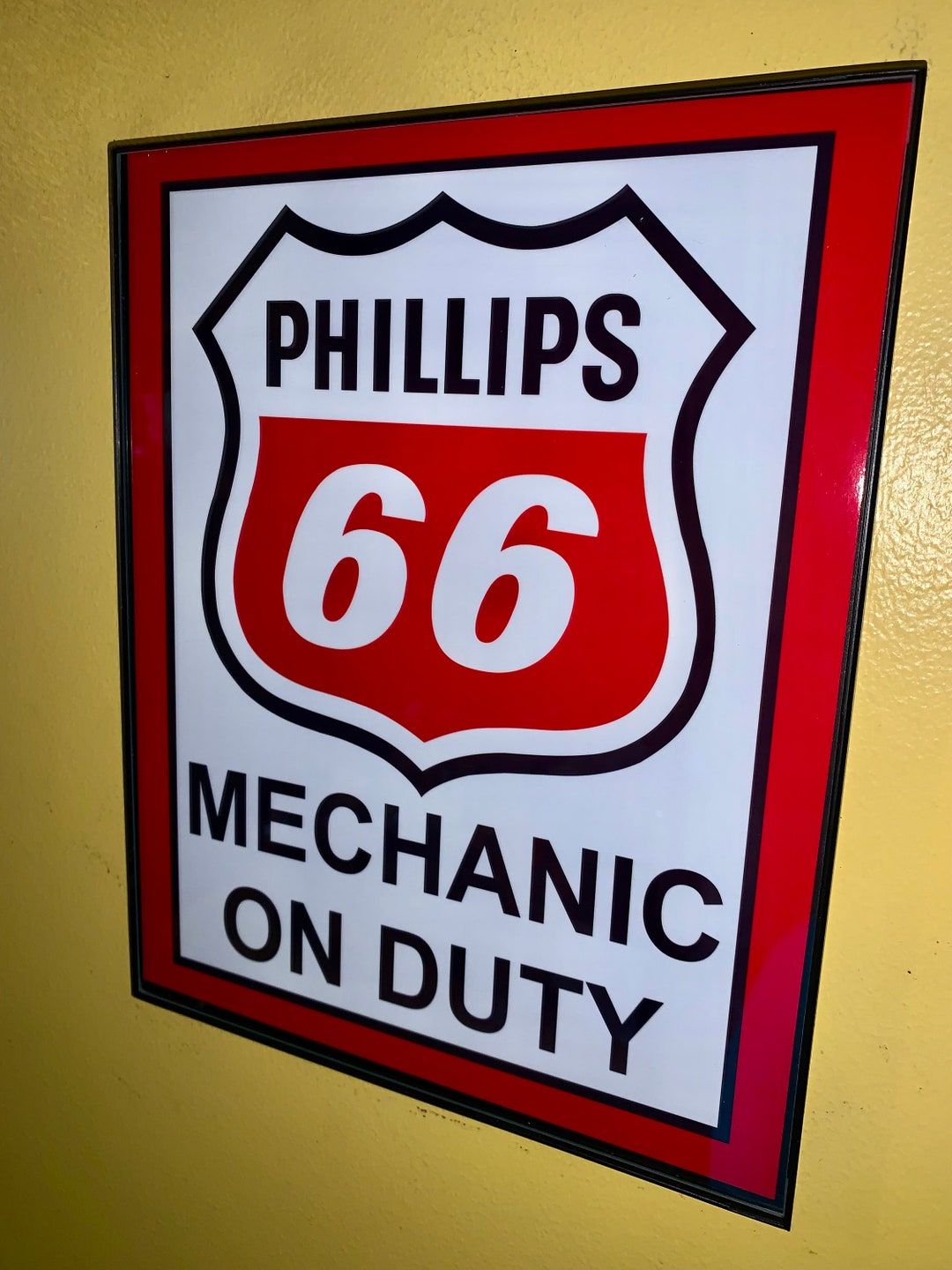 Phillips 66 Mechanic on Duty Oil Gas Service Station Garage Bar Framed ...