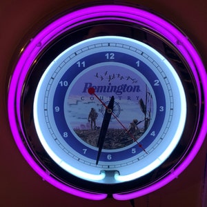 Remington Firearms Shotgun Duck Hunting Lodge Cabin Bar PURPLE Neon ...