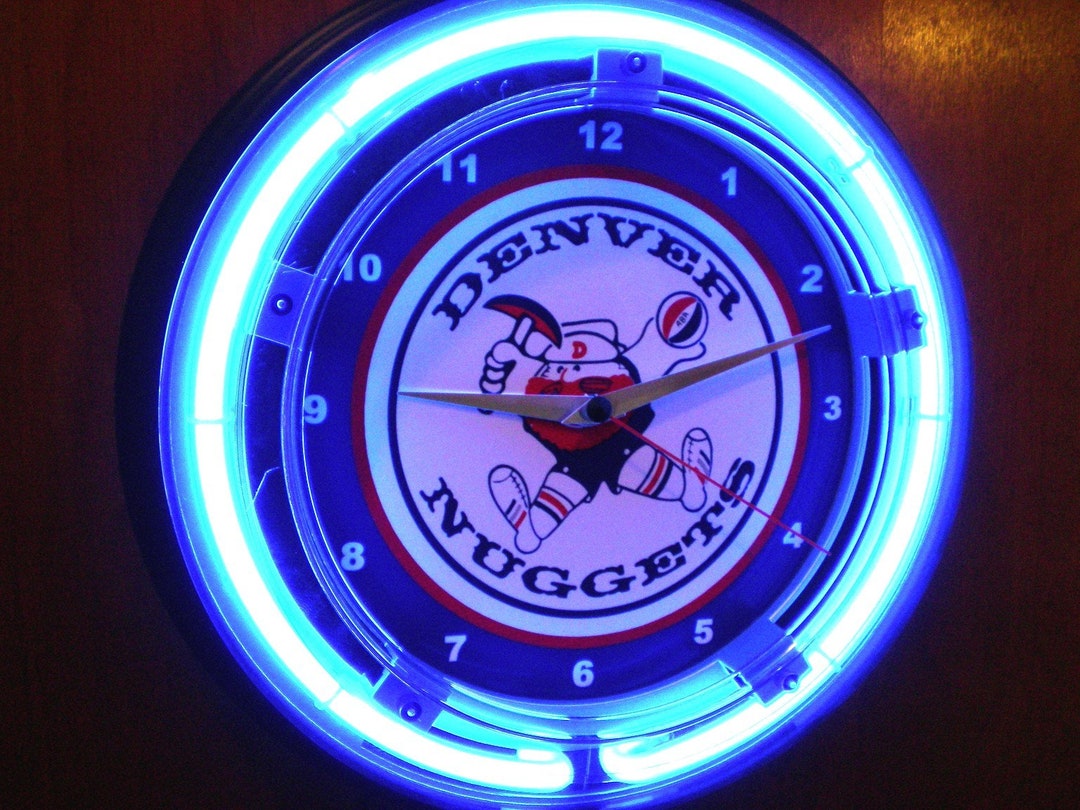 Denver Nuggets Throwback Basketball Man Cave Bar Neon Wall Clock Man ...