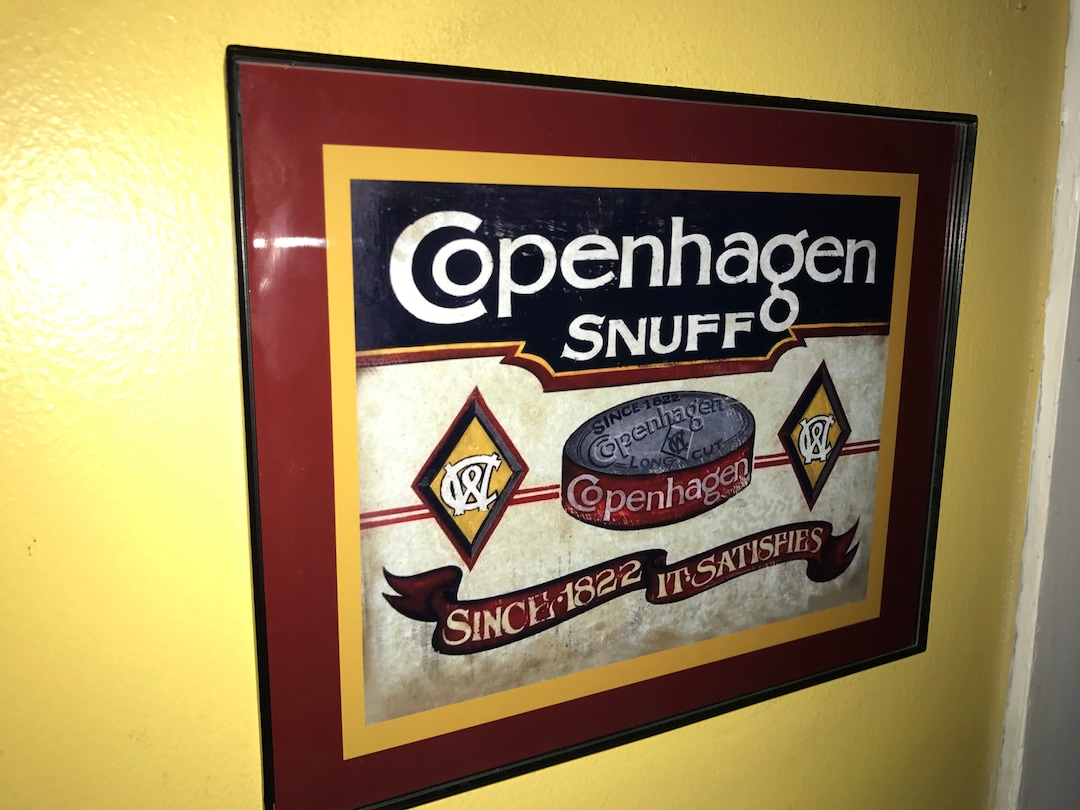 Copenhagen Snuff Chaw Chew Tobacco Bar Framed Advertising Print Man ...