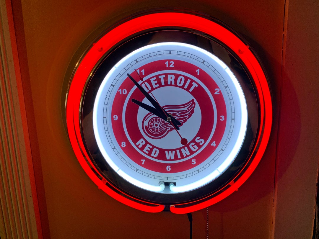 Detroit Red Wings Hockey Bar Man Cave RED Neon Clock Sign - Etsy