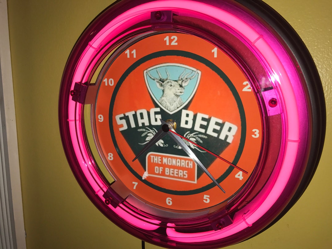 STAG Beer Bar Neon Man Cave Wall Clock Advertising Sign - Etsy