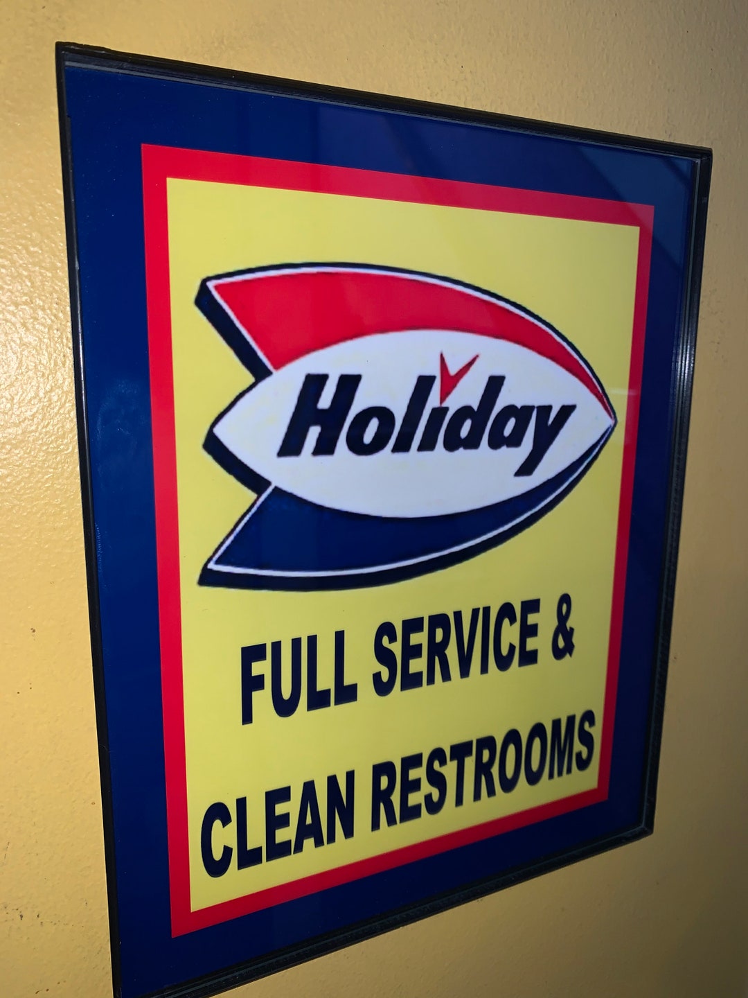 Holiday Oil Gas Service Station Mechanic Garage Bar Framed Advertising ...