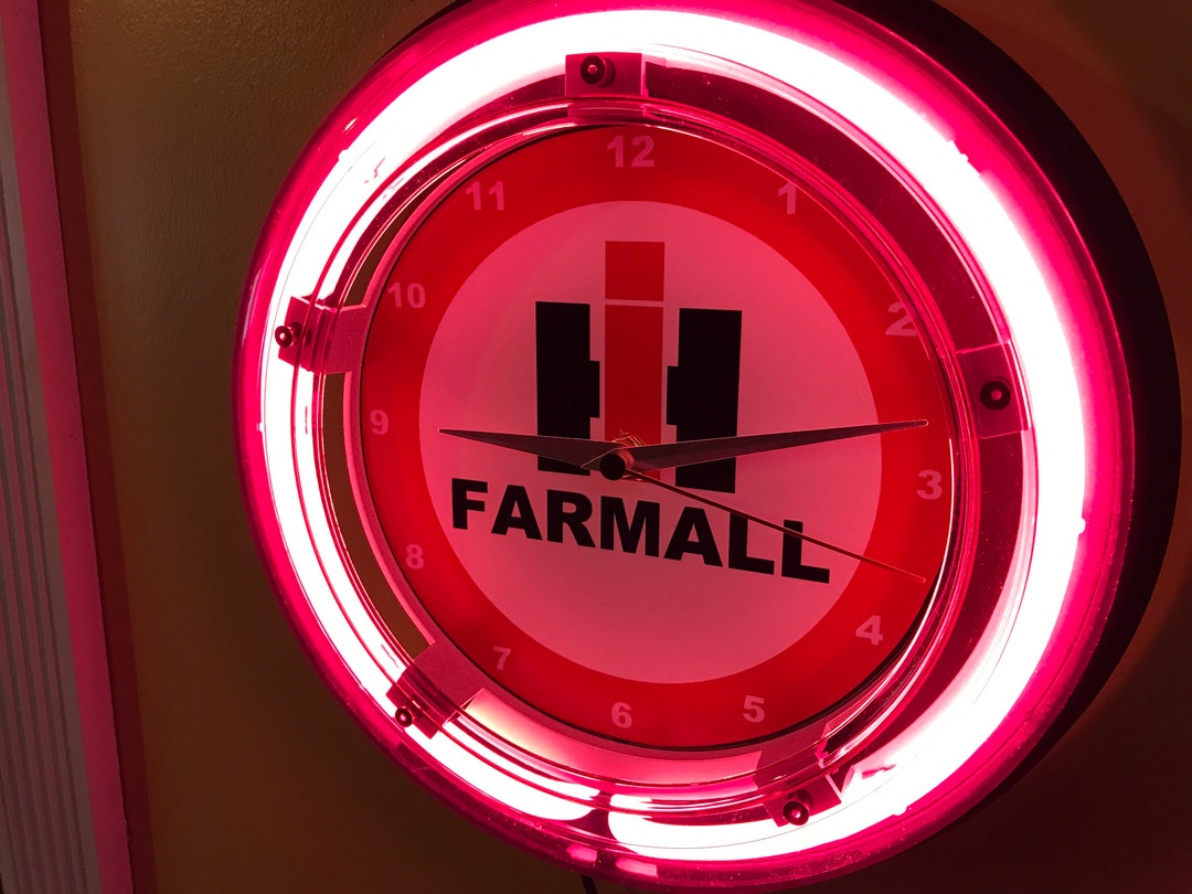 IH FARMALL TRACTOR Farm Farmer Barn Garage Bar Neon Man Cave Retro Wall ...