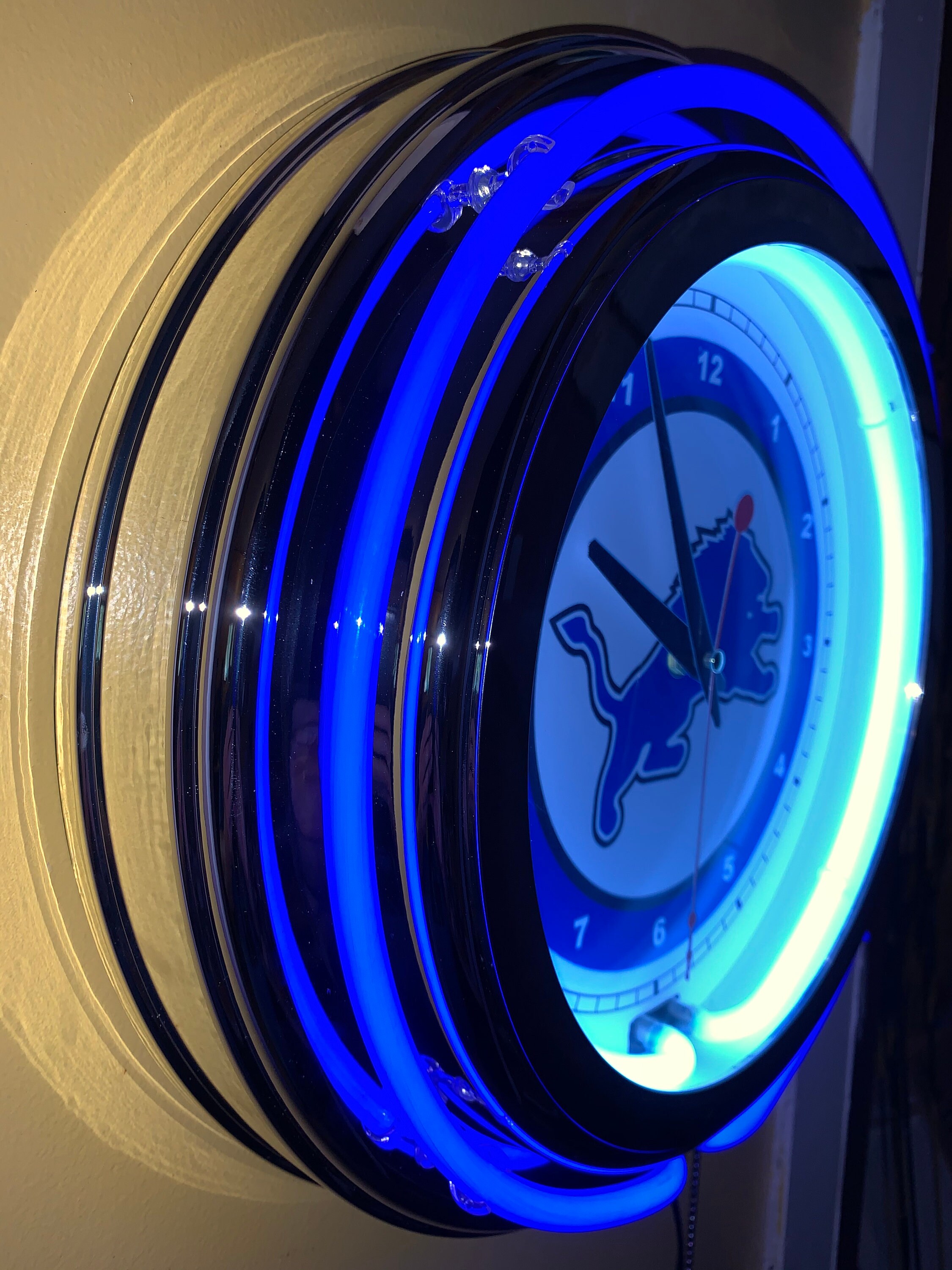 Detroit Lions Football Bar BLUE Neon Wall Clock Advertising Man Cave ...