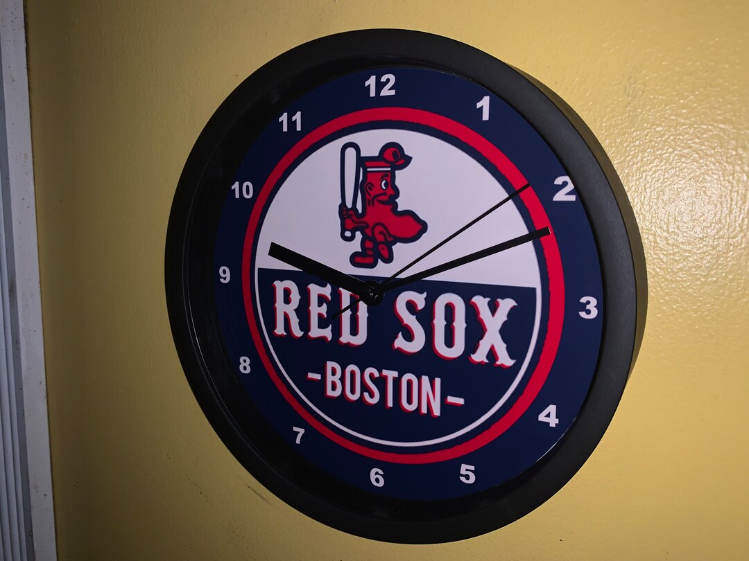 Boston Red Sox Throwback Baseball Bar Advertising Man Cave Black Clock ...