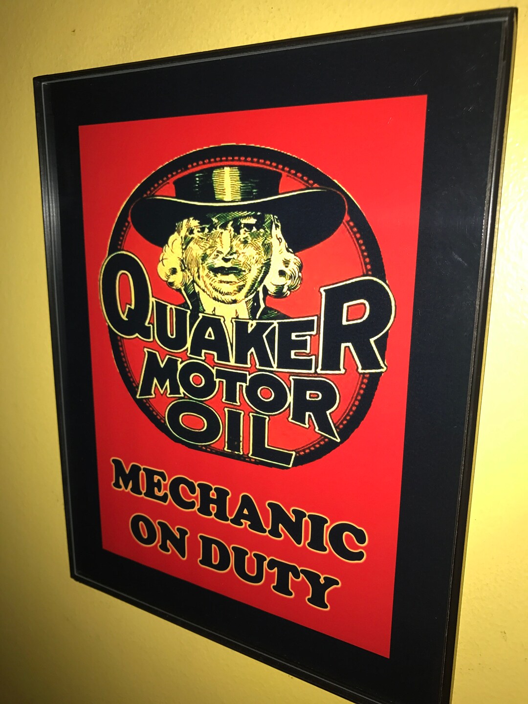 Quaker Motor Oil Gas Service Station Mechanic Garage Bar Framed ...