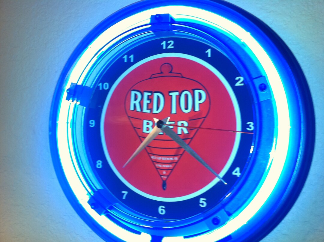 Red Top Beer Man Cave Neon Wall Clock Man Cave Advertising Sign - Etsy