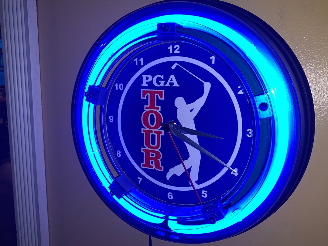 PGA Golf Tour Golfer Clubhouse Man Cave Bar Retro Neon Wall Clock Man ...
