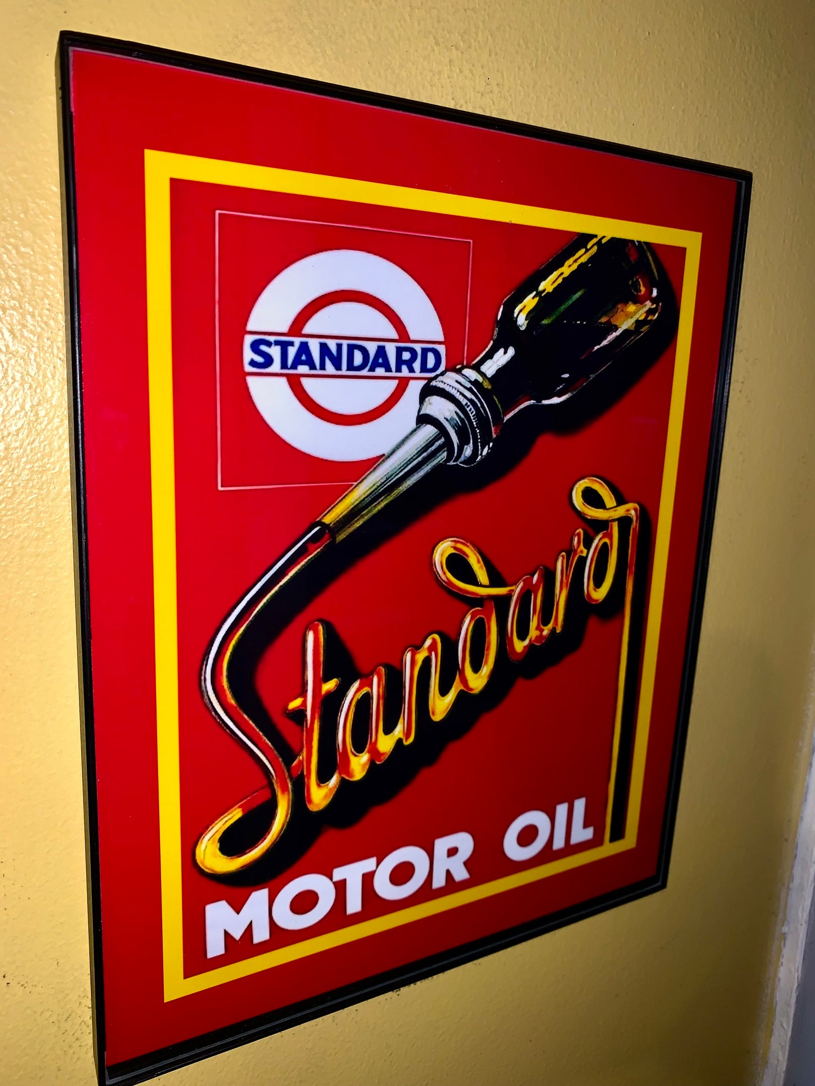Standard Motor Oil Gas Service Station Garage Bar Framed Advertising ...