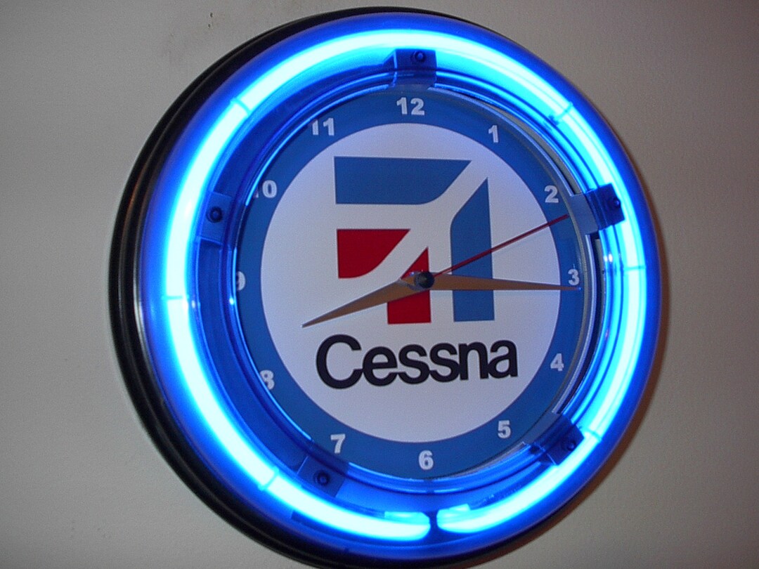 Cessna Aircraft Airplane Pilot Hangar Garage Bar Retro Neon Wall Clock Man Cave Advertising Sign