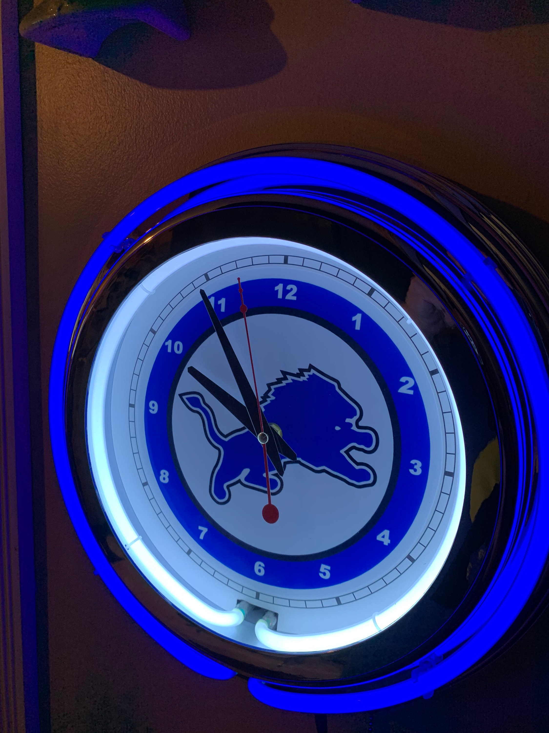 Detroit Lions Football Bar BLUE Neon Wall Clock Advertising Man Cave ...
