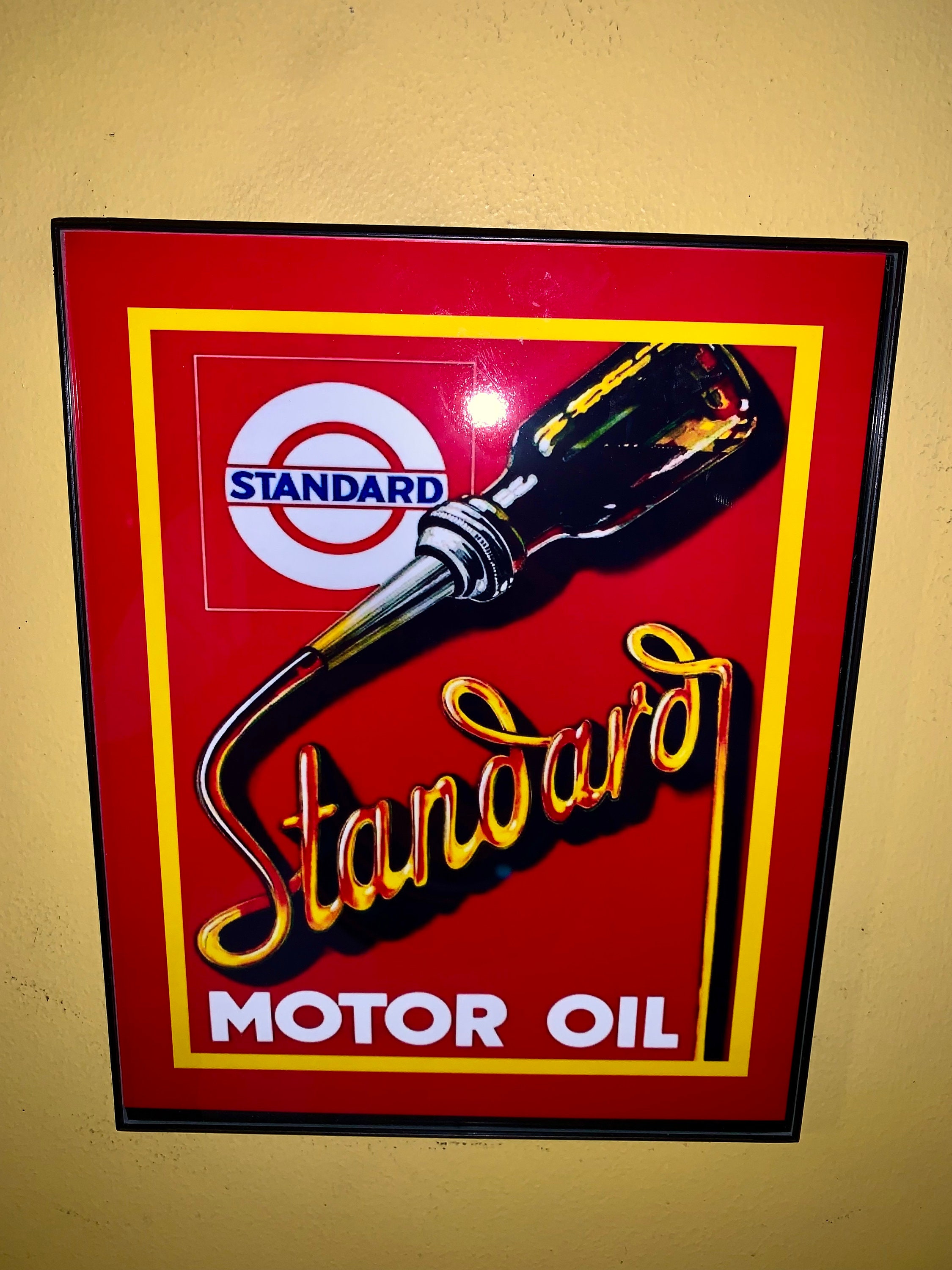Standard Motor Oil Gas Service Station Garage Bar Framed Advertising ...