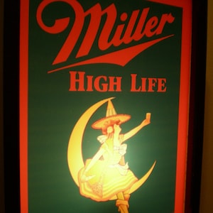 Miller High Life Girl on Moon Served Here Beer Bar Man Cave Retro ...