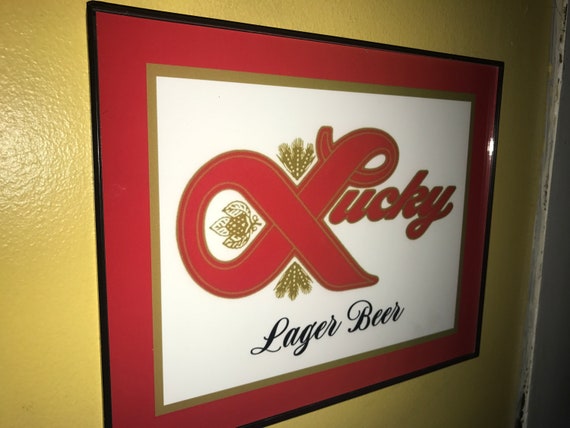 Lucky Lager Logo Beer Bar Framed Advertising Print Man Cave | Etsy