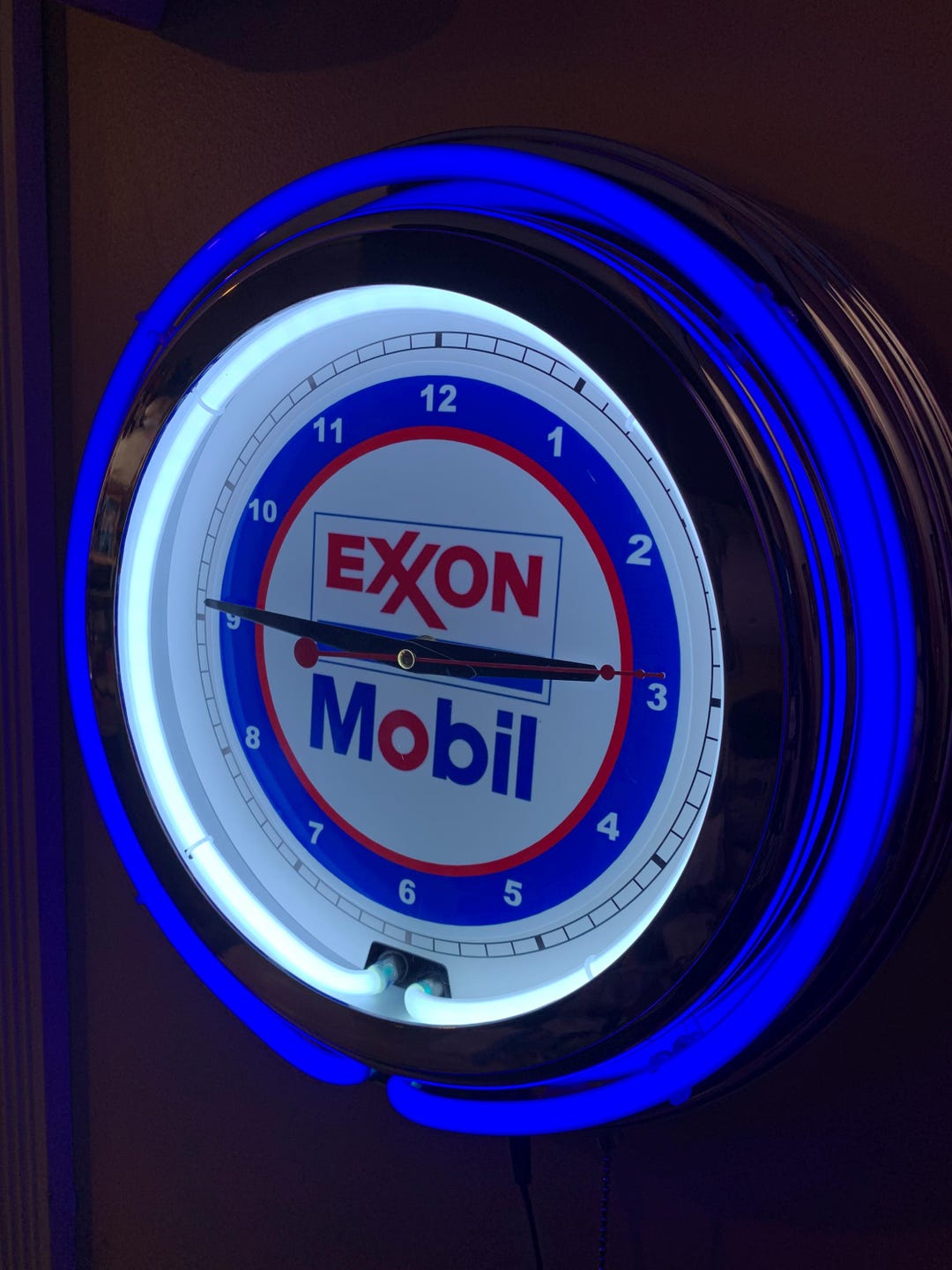 Mobil Exxon Oil Gas Service Station Mechanic Garage Bar BLUE Neon Wall ...