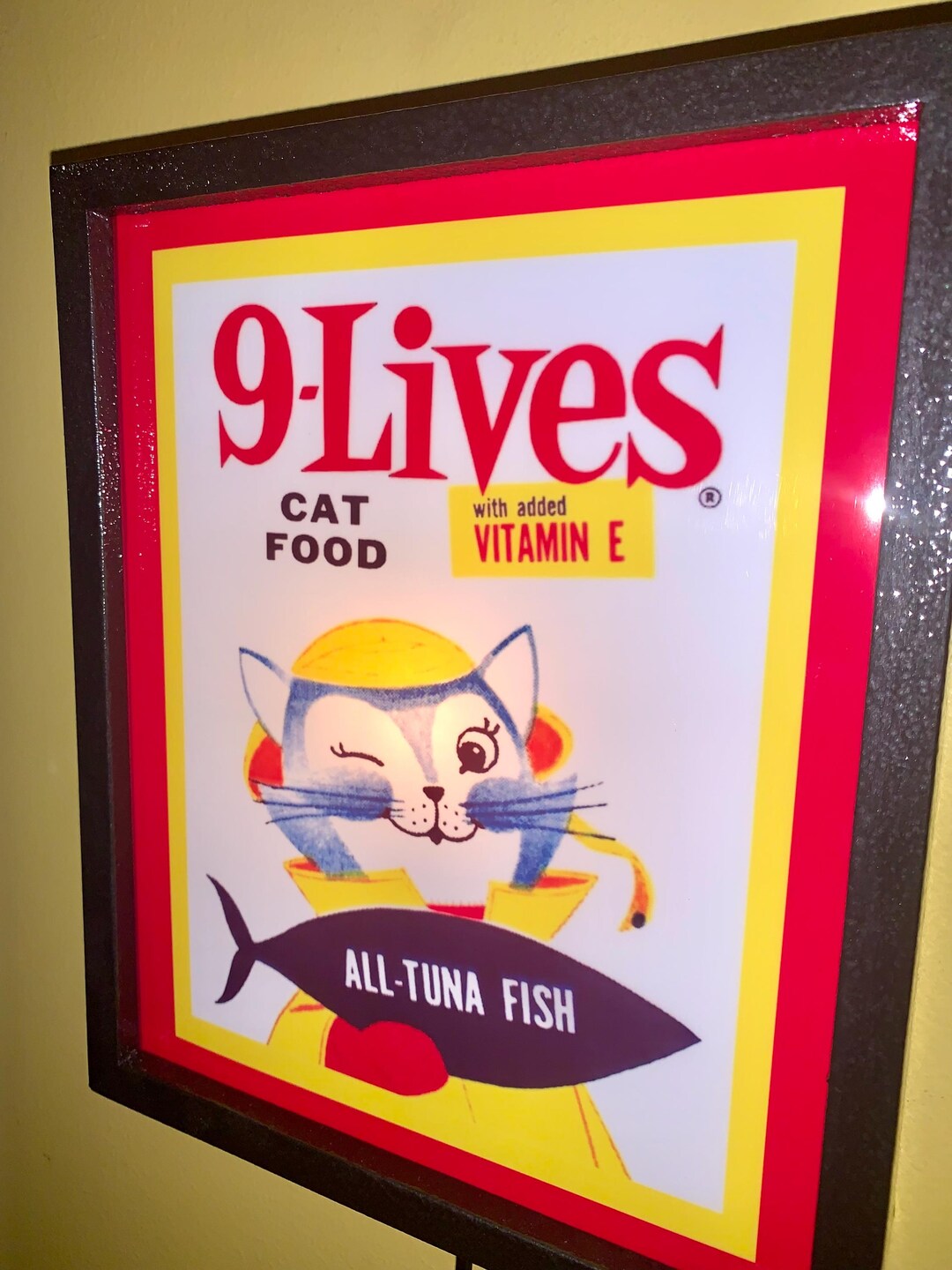 9 Lives Cat Food Pet Store Kitchen Bar Lighted Retro Advertising Sign ...