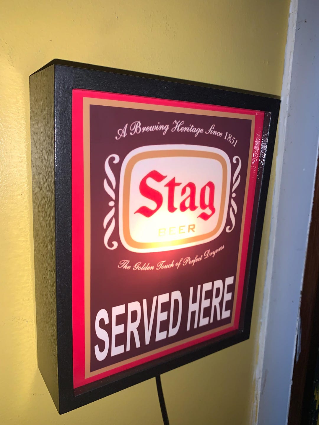 Stag Beer Served Here Bar Bartender Man Cave Retro Lighted Advertising ...