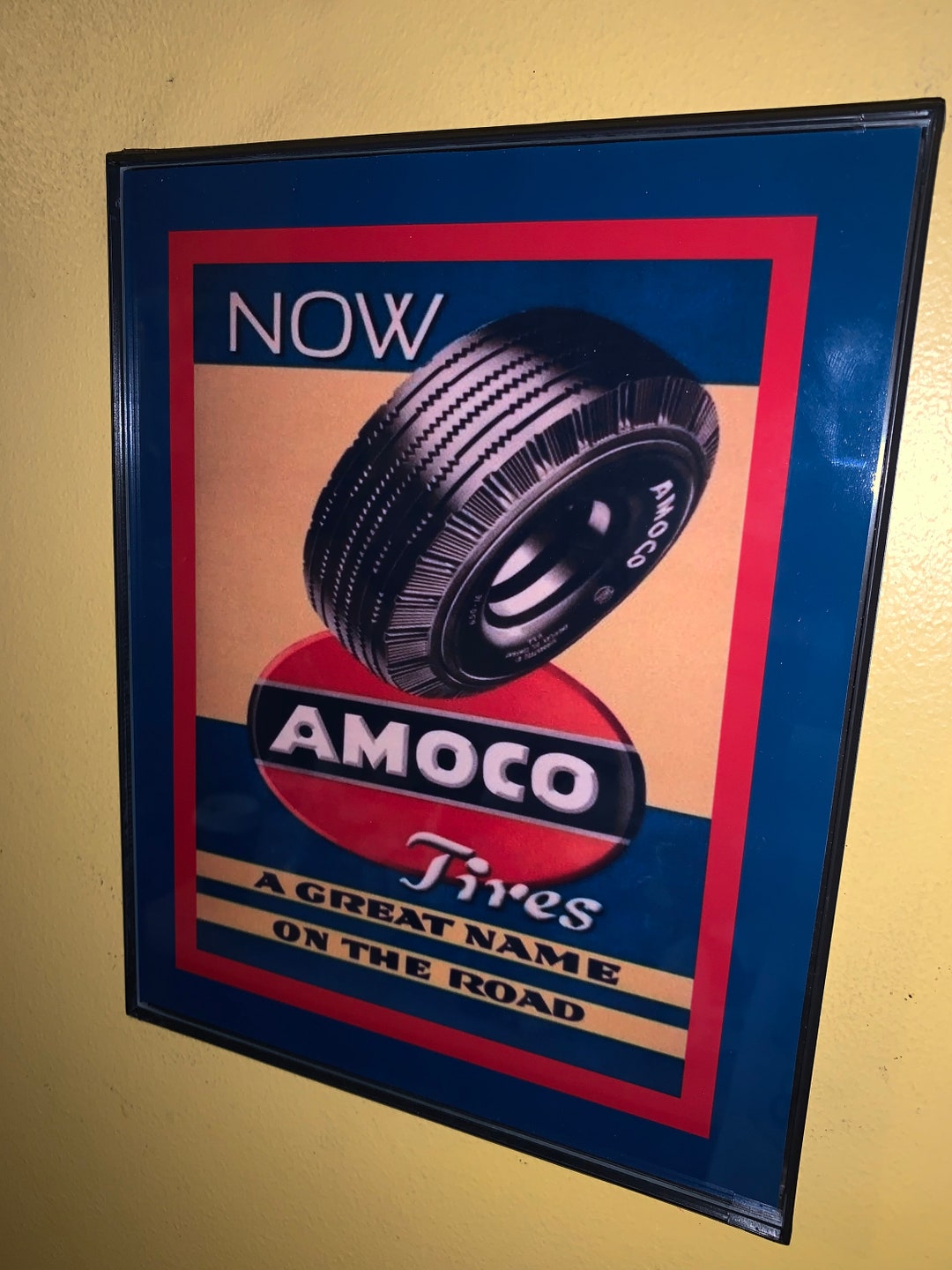 Amoco Tires Gas Service Station Garage Mechanic Bar Framed Advertising ...