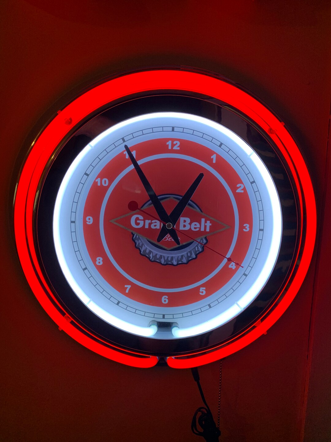 Grain Belt Beer Bar RED Retro Neon Wall Clock Advertising Man Cave Sign ...