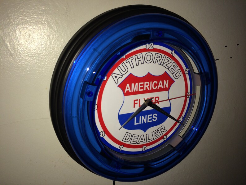 American Flyer Authdealer Trains Toy Store Man Cave Bar Neon Wall Clock ...