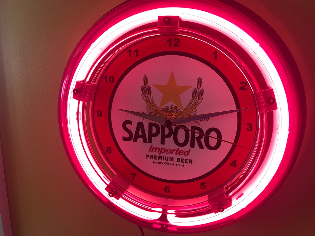 SAPPORO JAPANESE Beer Bar Neon Man Cave Wall Clock Advertising Sign - Etsy